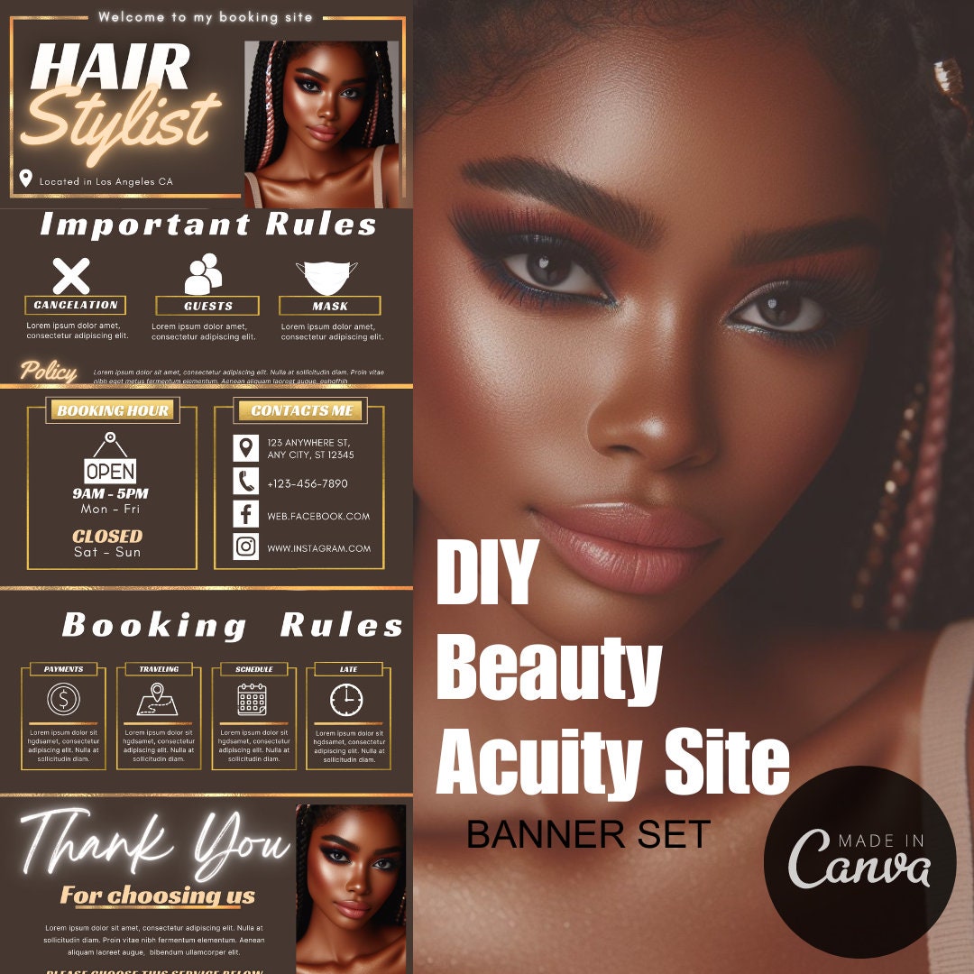 Acuity Scheduling Template, Beauty Branding Canva Banners (digital ...