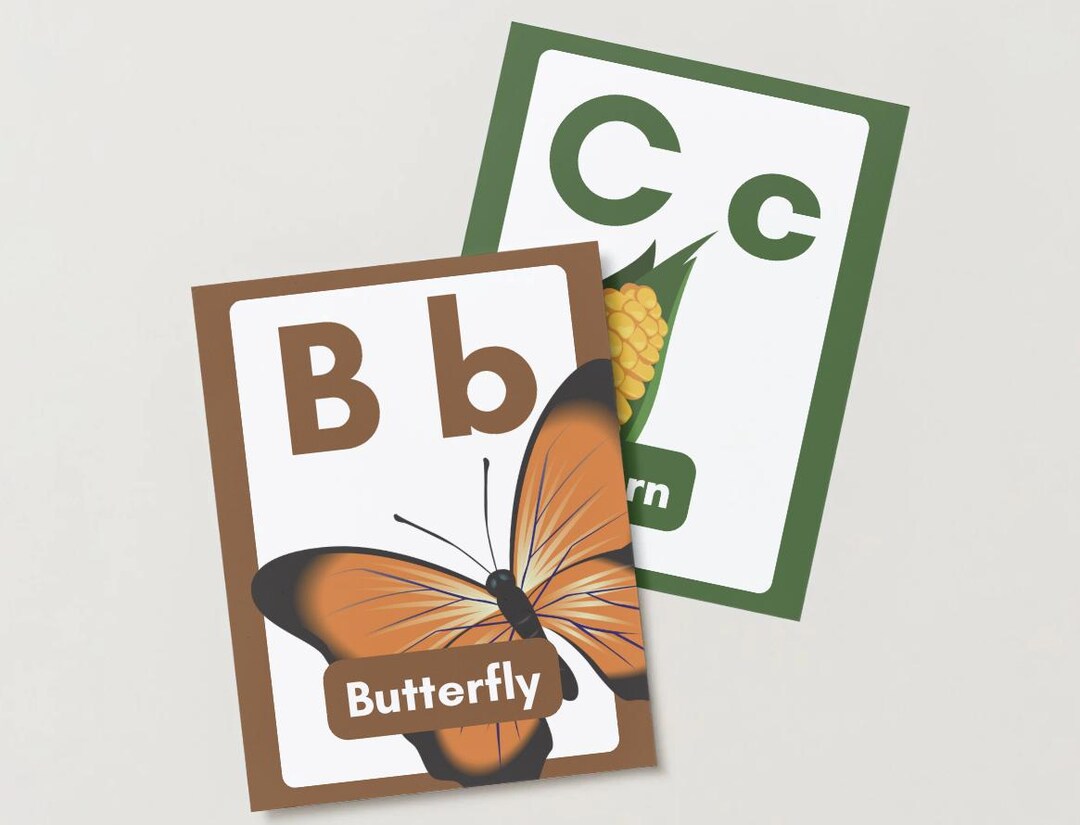 Printable ABC Flashcards: Colorful Picture Alphabet Learning (PDF ...