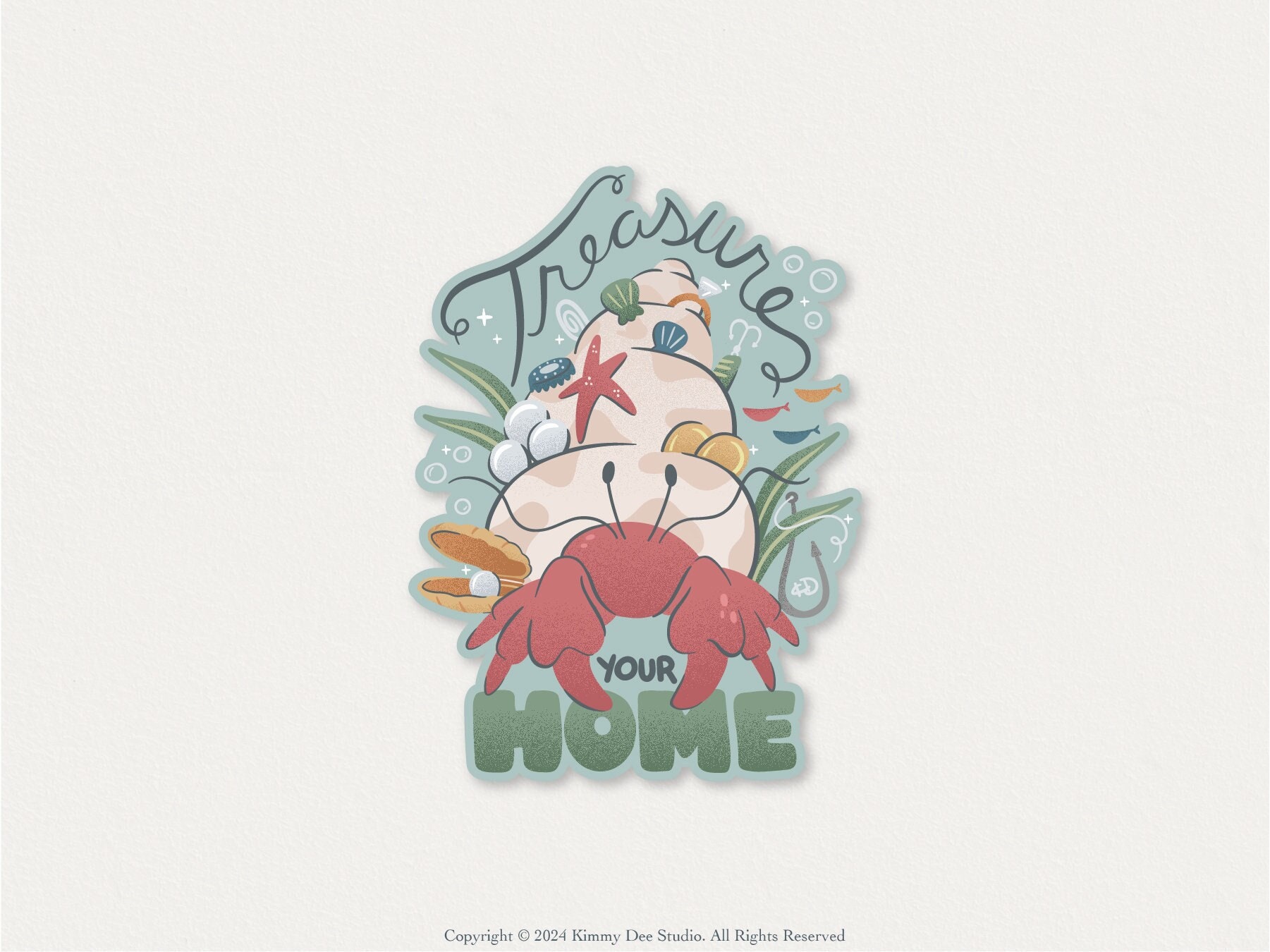 Hermit Crab Sticker for Kids Sticker Crab Theme Ocean Treasure Sticker ...