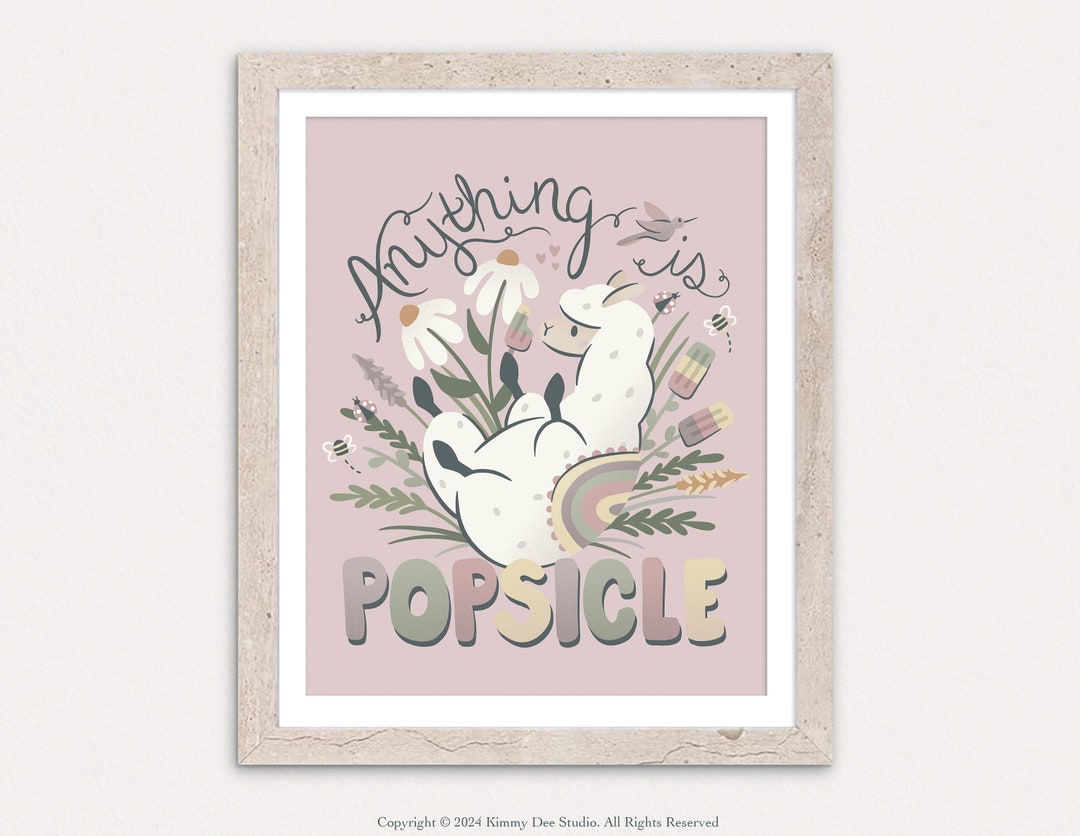 Alpaca Illustration for Kids Art Print Framed for Kids Decor Alpaca ...