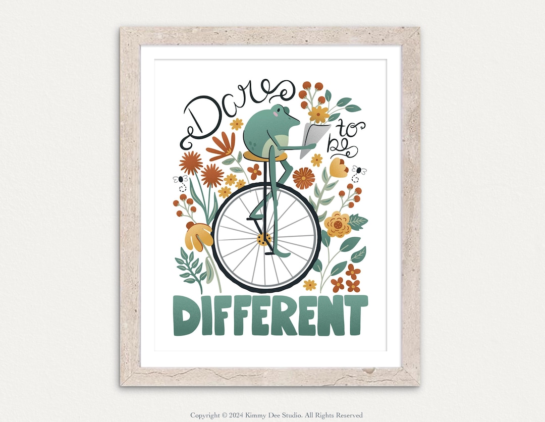 Frog Illustration for Kids Art Print Framed for Kids Decor Frog Theme ...