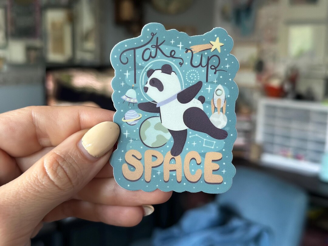 Space Panda Sticker "take up Space" Waterproof Kids Waterbottle Decal ...