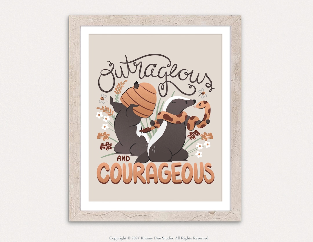 Honey Badger Art Print "outrageous & Courageous" Kids Room Decor, Boys ...