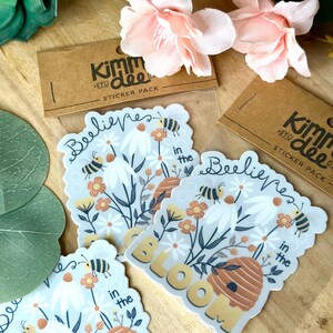 Bee Sticker | "beelieve in the Bloom" Garden Theme, Waterproof Die-cut ...