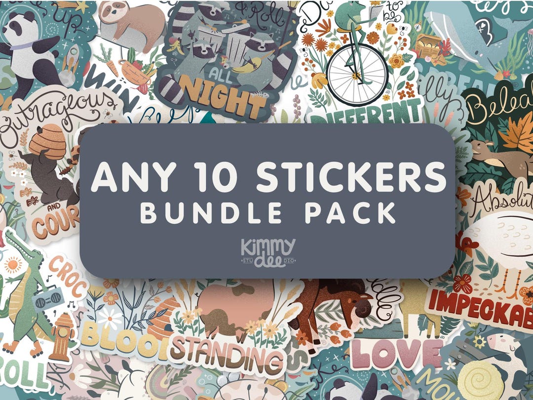 Any 10 Stickers Bundle Pack of Cute Animal Stickers With Fun Sayings ...