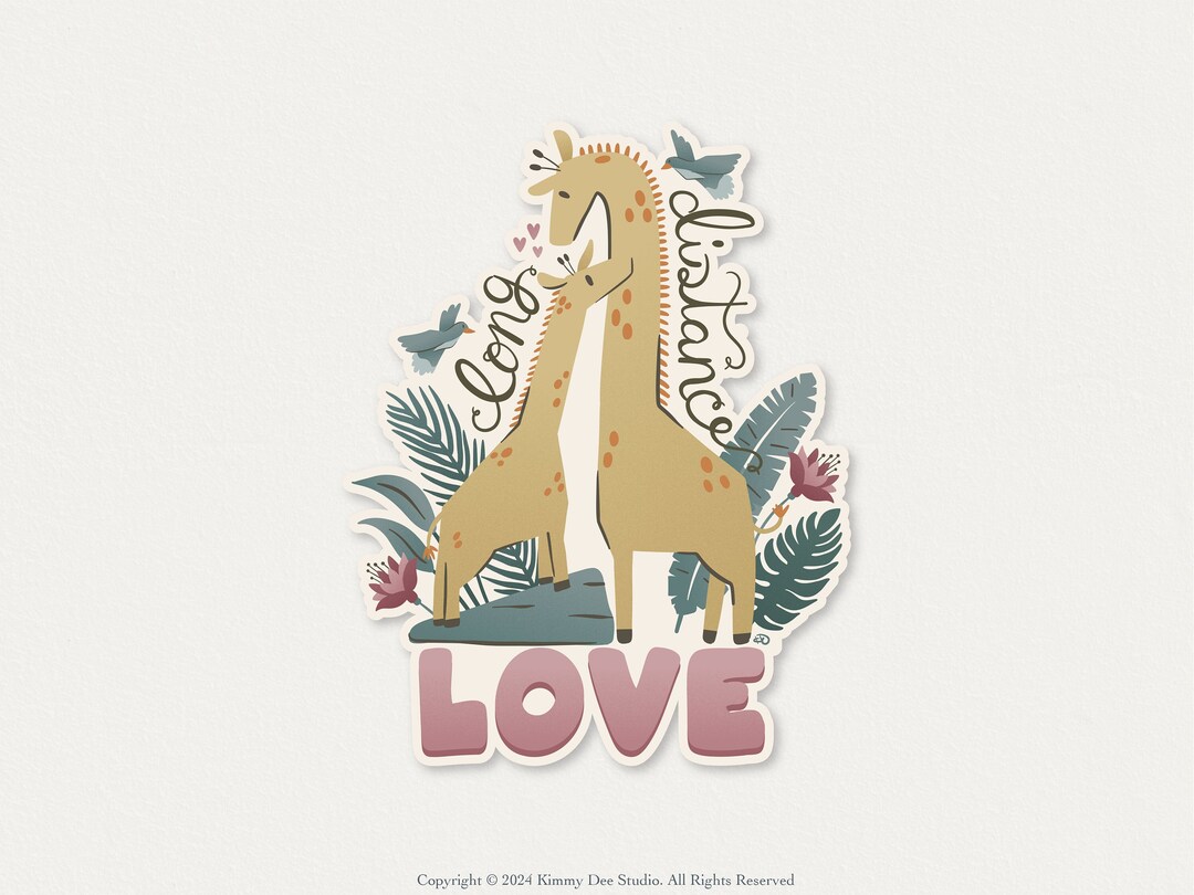 Long Distance Sticker Giraffe Love Decal for Water Bottle Sticker for ...