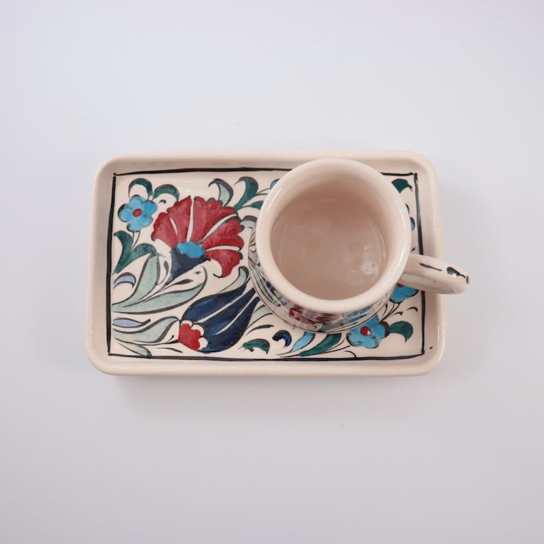 Hand-painted Tulip Pattern Turkish Coffee Cup, Traditional Ottoman ...
