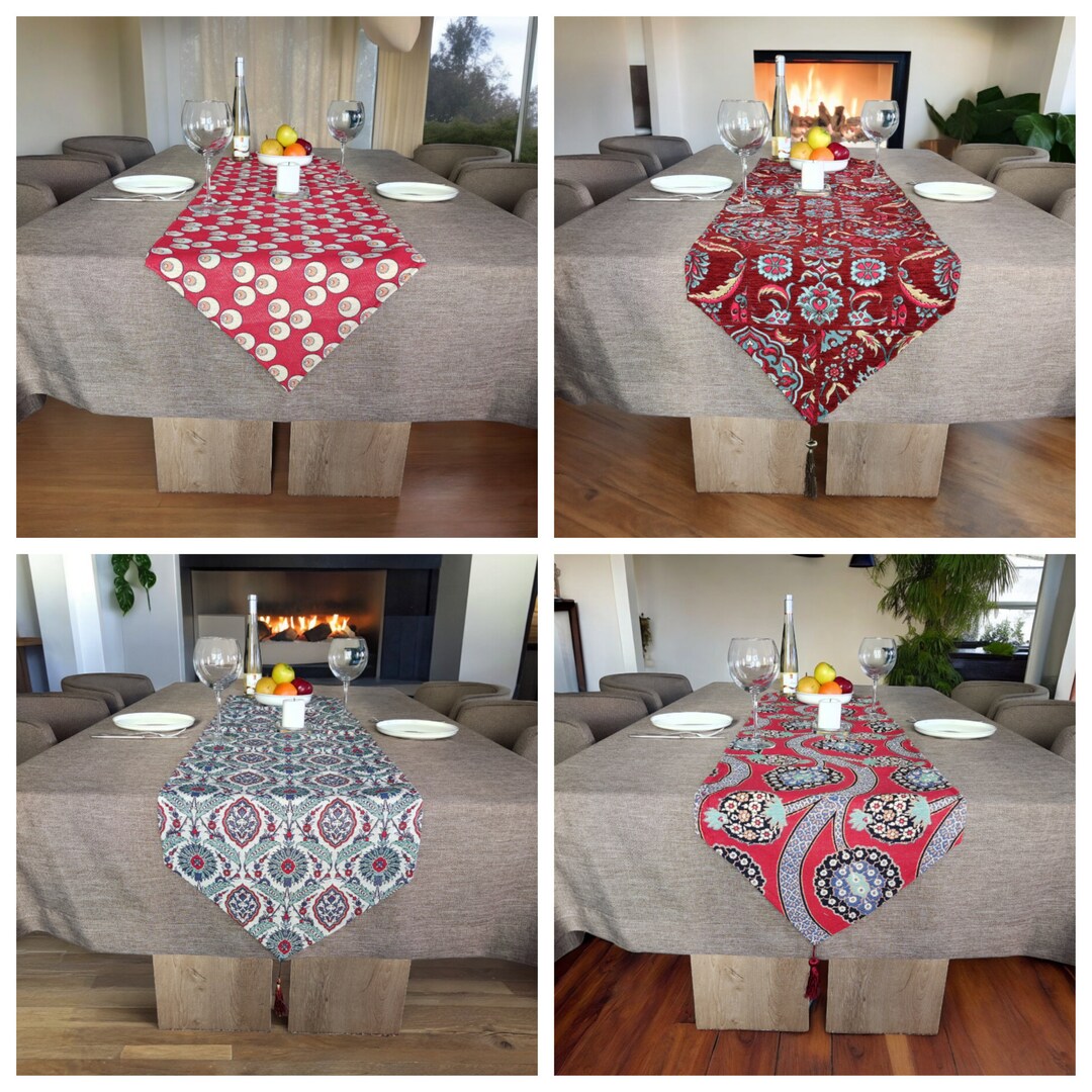 Tapestry Table Runner, Gobelin Fabric With Ethnic Turkish Pattern ...