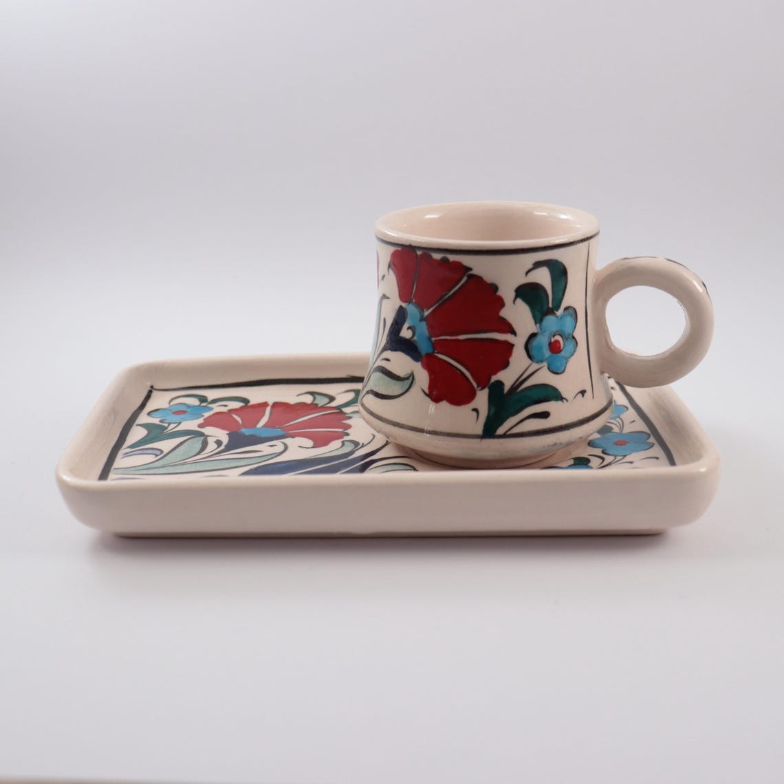 Hand-painted Tulip Pattern Turkish Coffee Cup, Traditional Ottoman ...