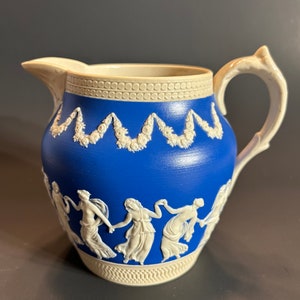 Antique Copeland Spode Blue Jasperware Pitcher - Classical Greek ...
