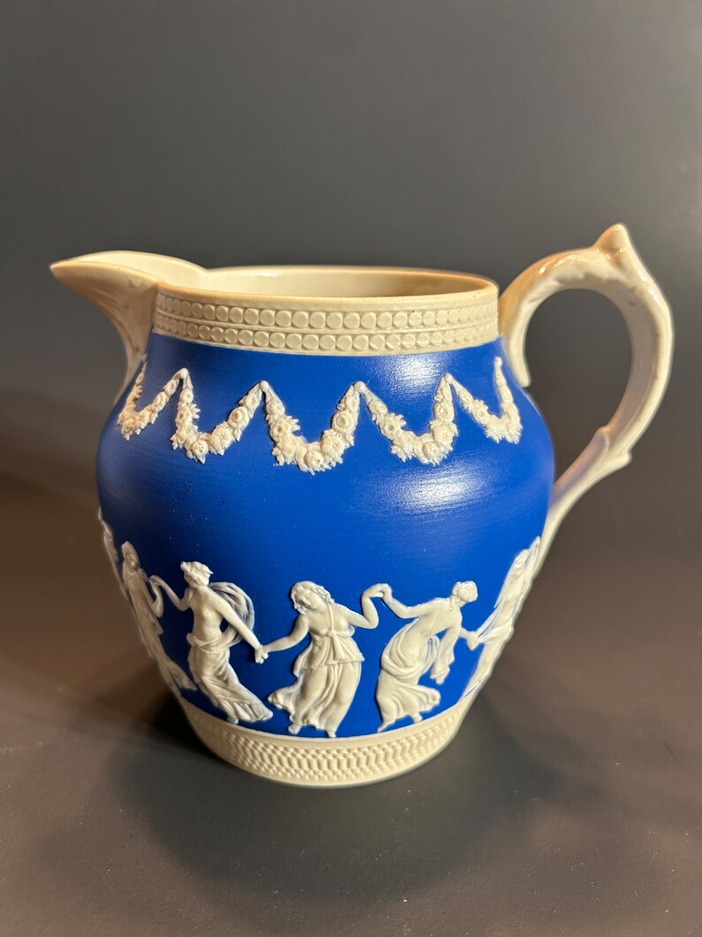 Antique Copeland Spode Blue Jasperware Pitcher - Classical Greek ...