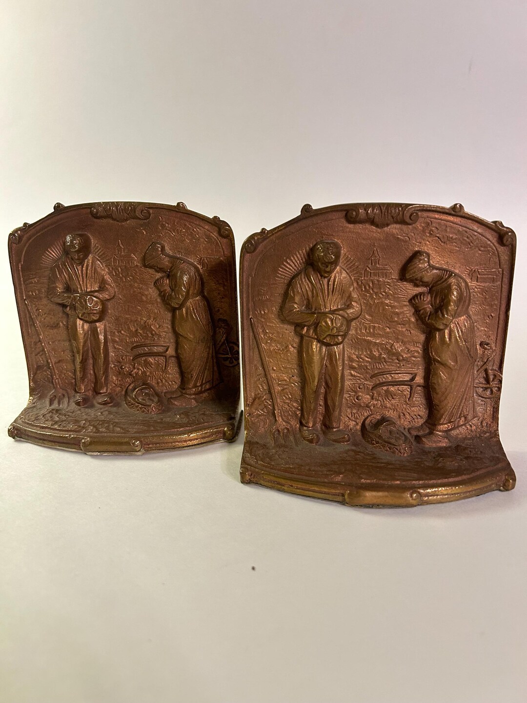 Bronze Angelus Prayer at Harvest Bookends. Based on the Oil Painting - Etsy