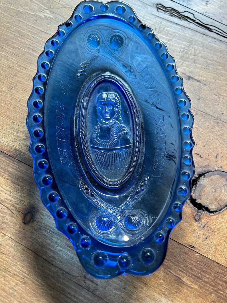 Imperial Glass Cobalt Blue Oval Pickle Plate Loves Request is Pickles ...