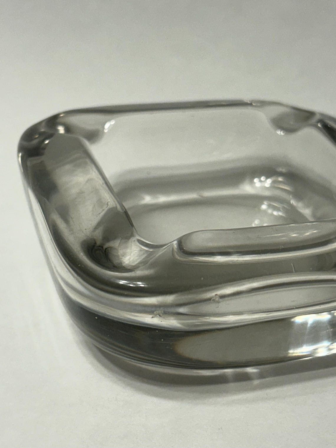Vintage Heavy Clear Glass Ashtray - Etsy