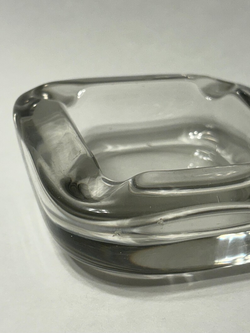 Vintage Heavy Clear Glass Ashtray - Etsy