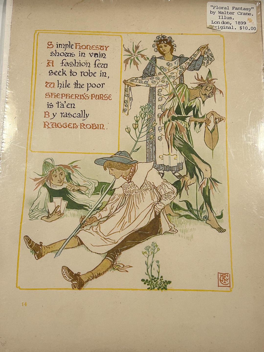 Walter Crane "simple Honesty" Original Art | Floral Fantasy | Antique ...
