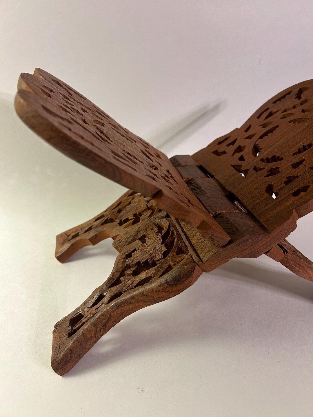 Hand Carved Wood Collapsible Book Stand, Made in India - Etsy