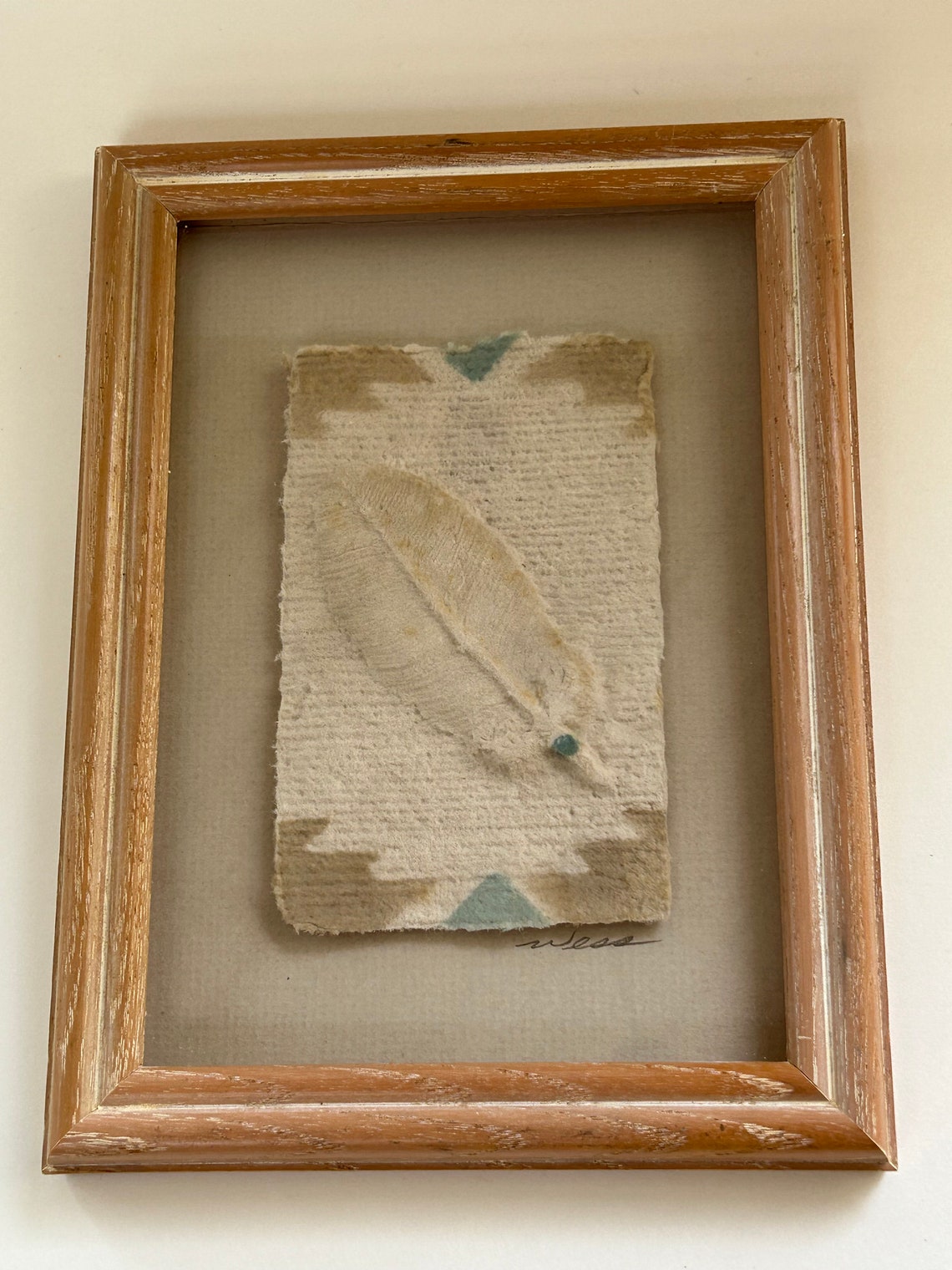 Vintage FIGI Graphics Southwest 3D Cast Paper Art Feather Signed WESS ...