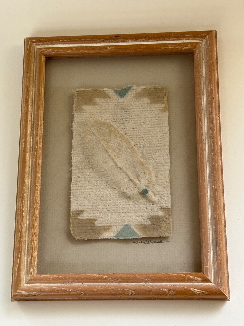 Vintage FIGI Graphics Southwest 3D Cast Paper Art Feather Signed WESS ...