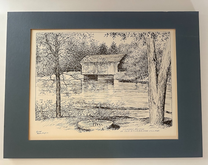 Old Sturbridge Village Covered Bridge - Pen and Ink Drawing by Blake ...