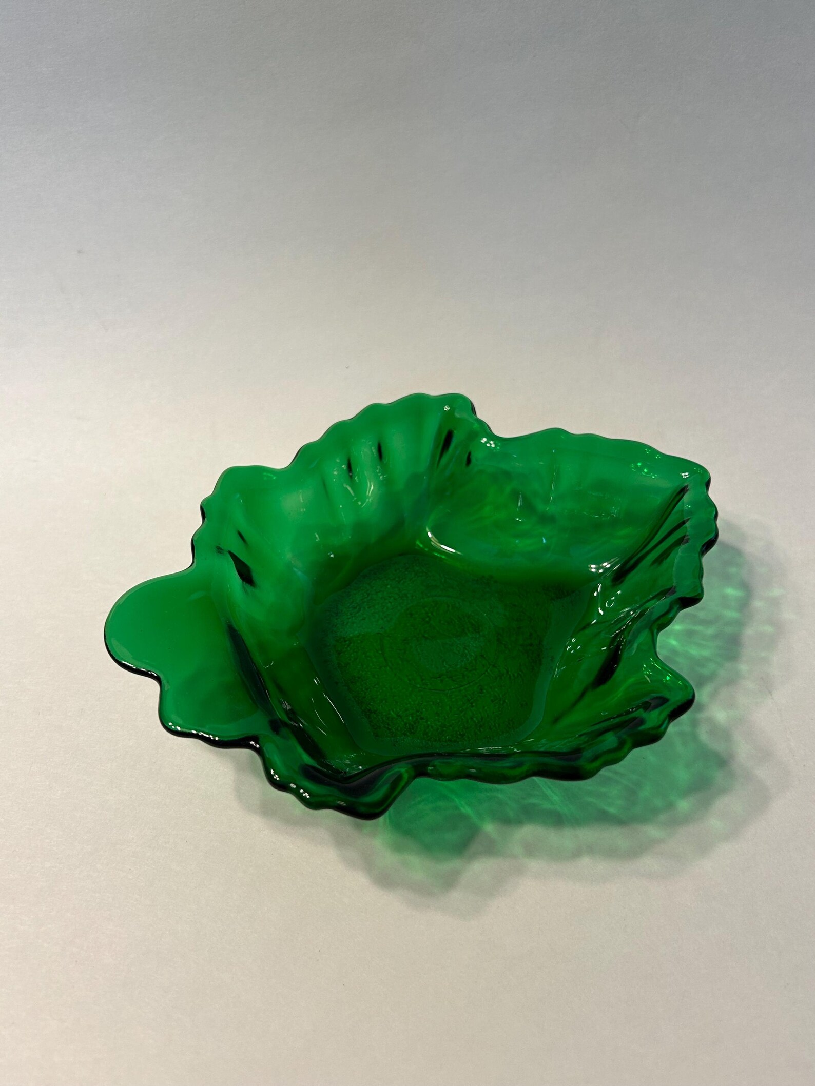Anchor Hocking Green Glass Maple Leaf Dish - Etsy