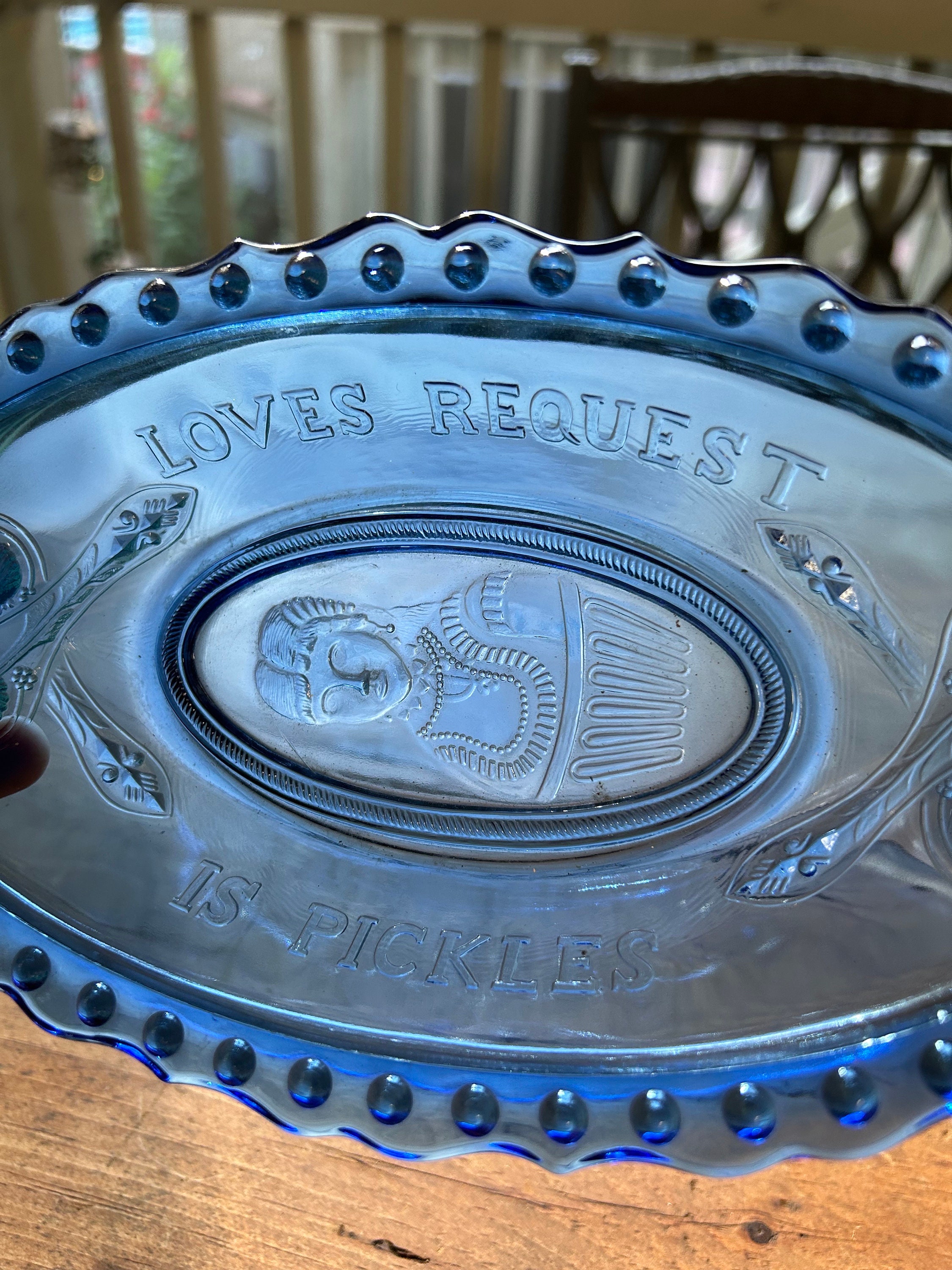 Imperial Glass Cobalt Blue Oval Pickle Plate Loves Request is Pickles ...