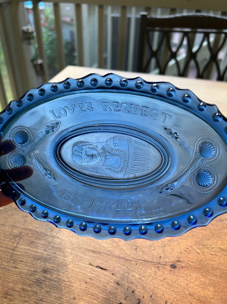 Imperial Glass Cobalt Blue Oval Pickle Plate Loves Request is Pickles ...