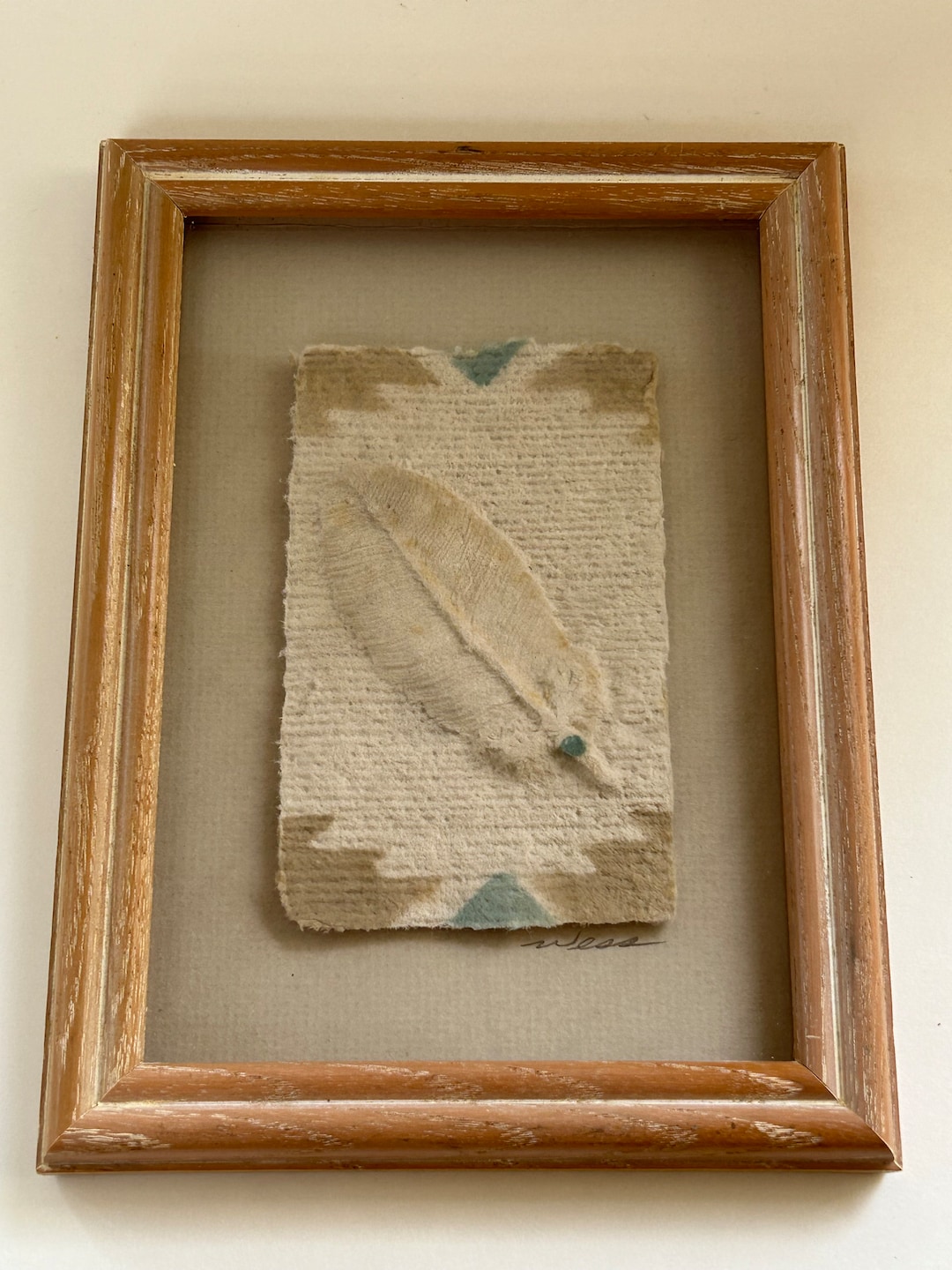 Vintage FIGI Graphics Southwest 3D Cast Paper Art - Feather Signed WESS ...
