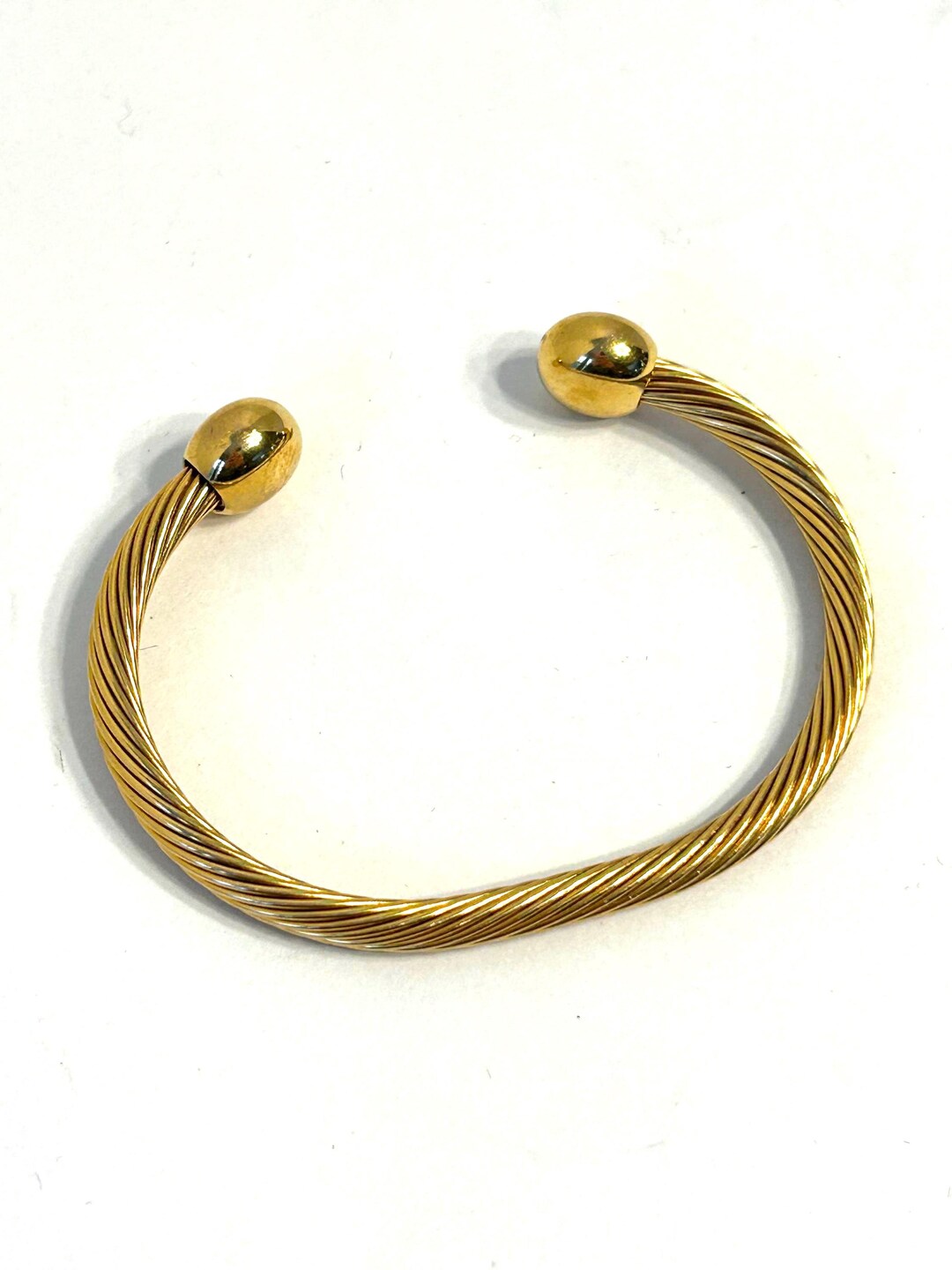 Gold Toned Rope Twisted Cable Cuff Slip on Bracelet Bangle - Etsy