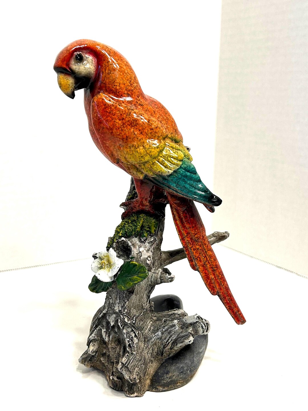 Vintage Glazed Resin Macaw Parrot Figurine - Etsy