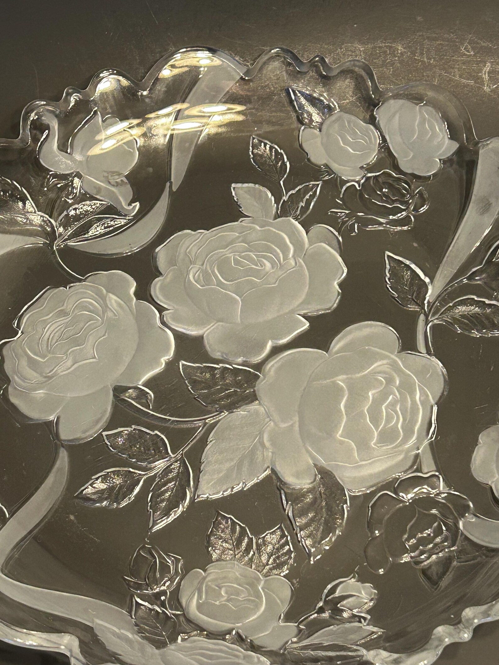 Laura Glass Japan Vintage Rose Parade Frosted/clear Glass Platter Dish ...