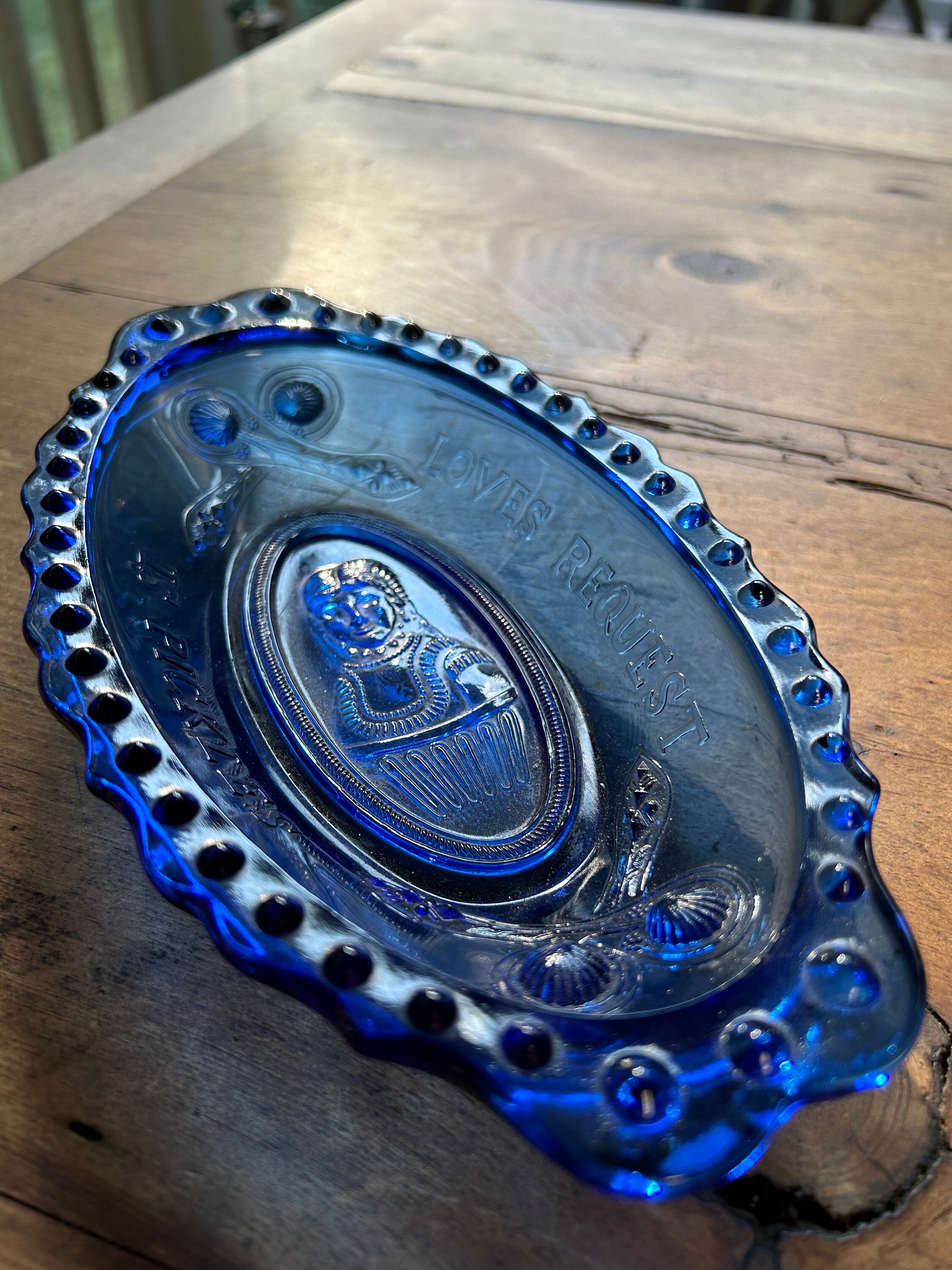 Imperial Glass Cobalt Blue Oval Pickle Plate Loves Request is Pickles ...