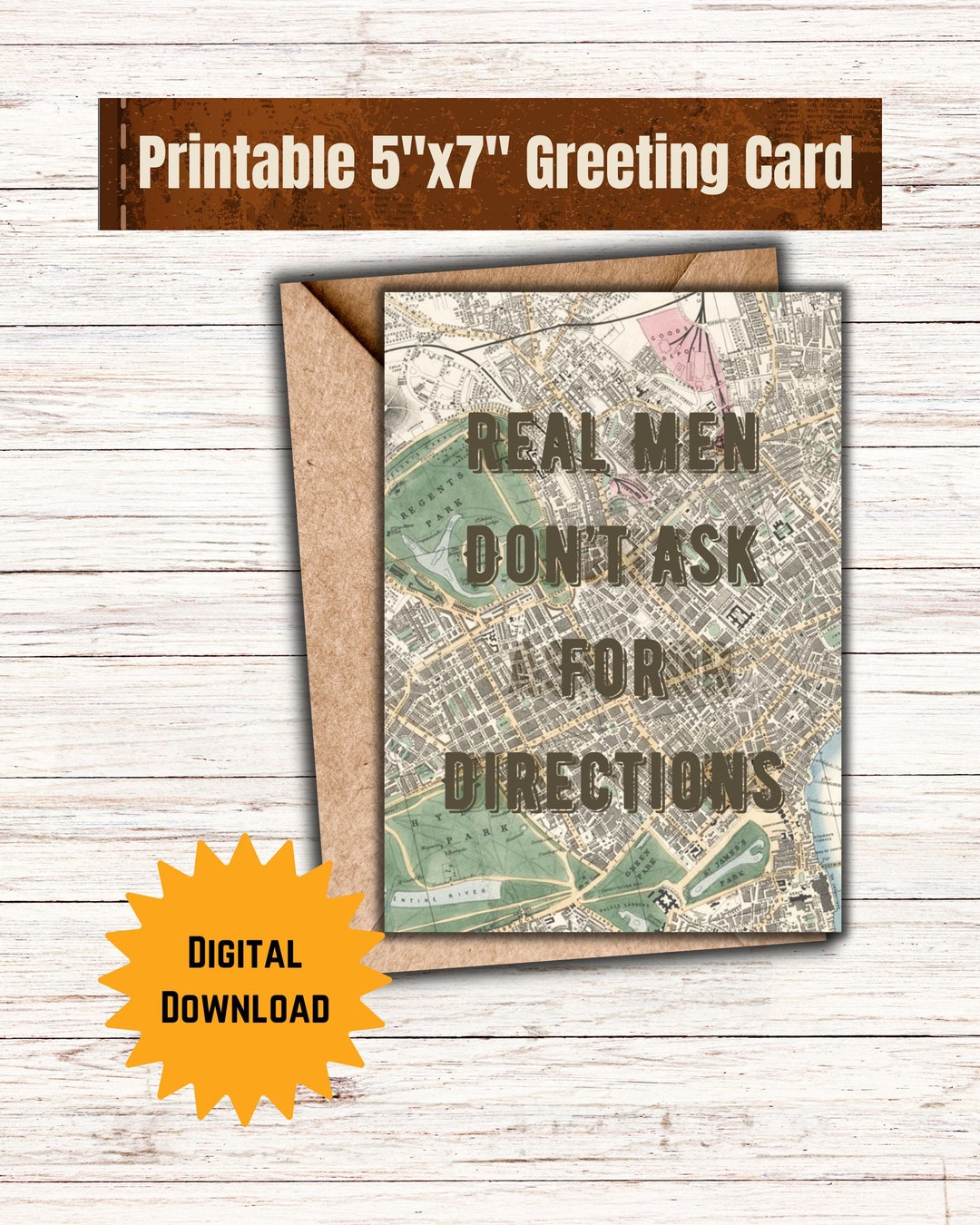 Humorous Birthday Card for Men Men's Funny Birthday Card Downloadable ...