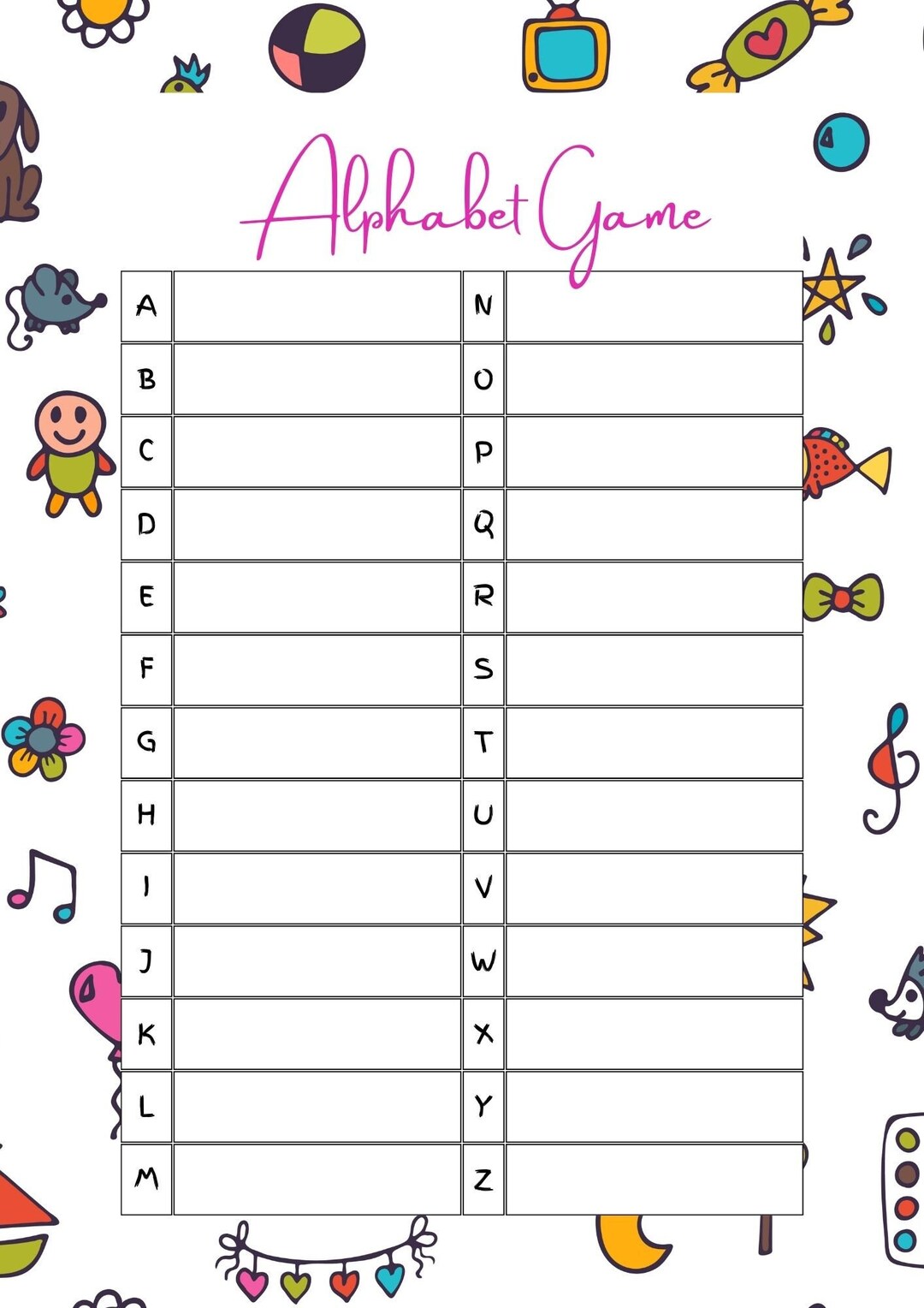 Alphabet Game Worksheets printable - Etsy