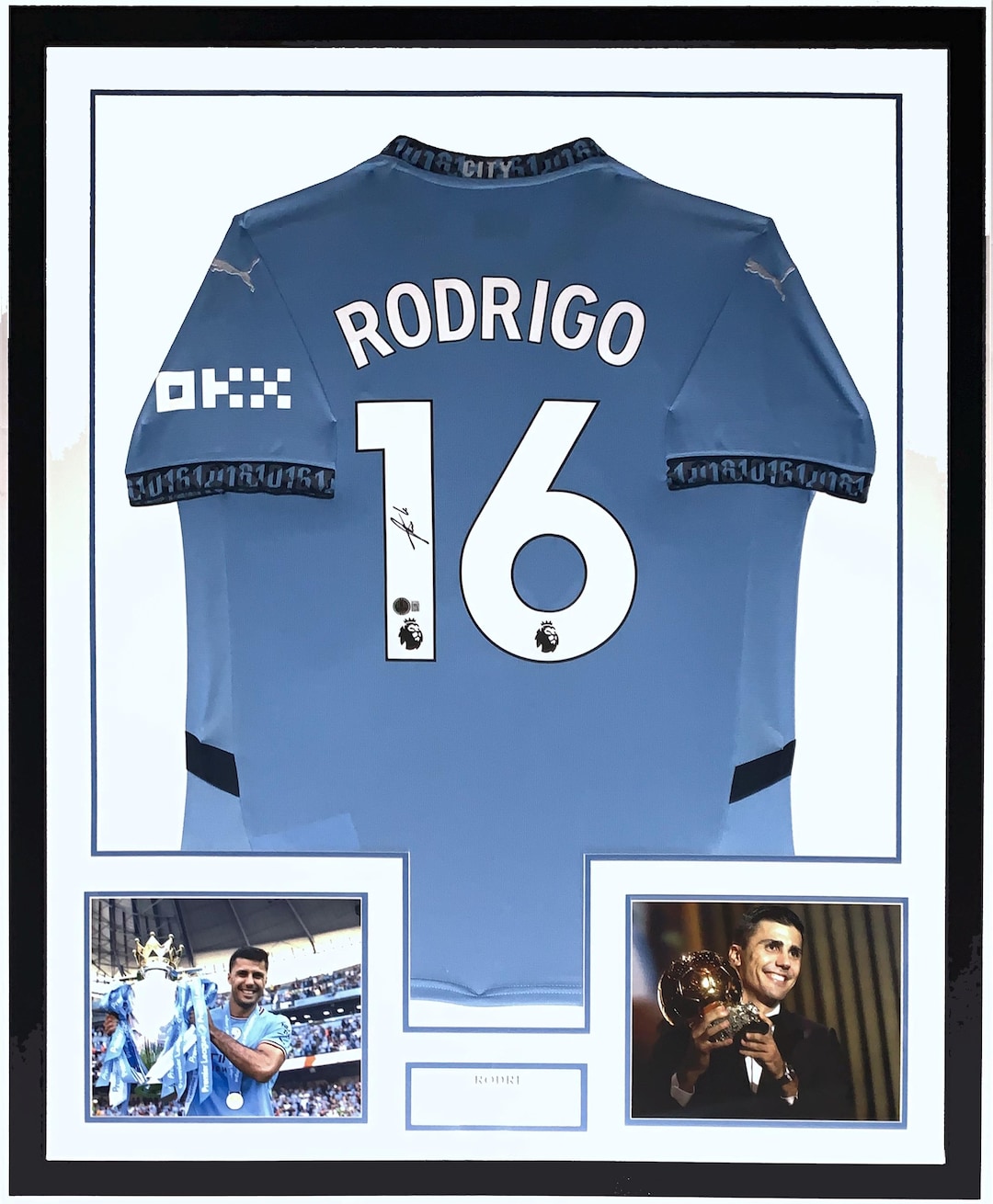 Rodri Signed Manchester City Jersey and 2024 Ballon D'or Trophy Photo ...