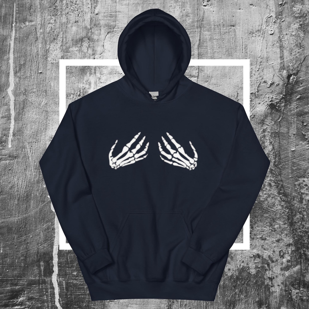 Skeleton Hand Hoodie, Hand Bra Top, Funny Hoodie, Halloween Sweatshirt ...