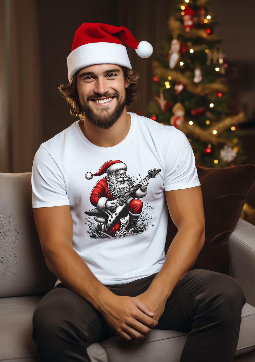 Rock and Roll Santa PNG, Christmas Rocker, Hard Rock Santa PNG ...