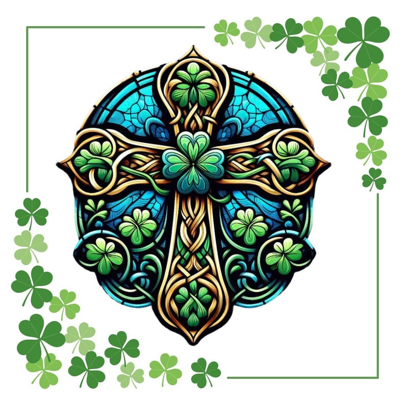 Celtic Cross Stained Glass Diamond Png, Irish Shamrock Png, St Patricks ...