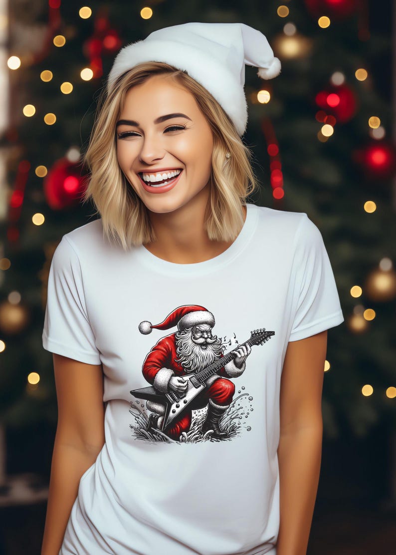 Rock and Roll Santa PNG, Christmas Rocker, Hard Rock Santa PNG ...