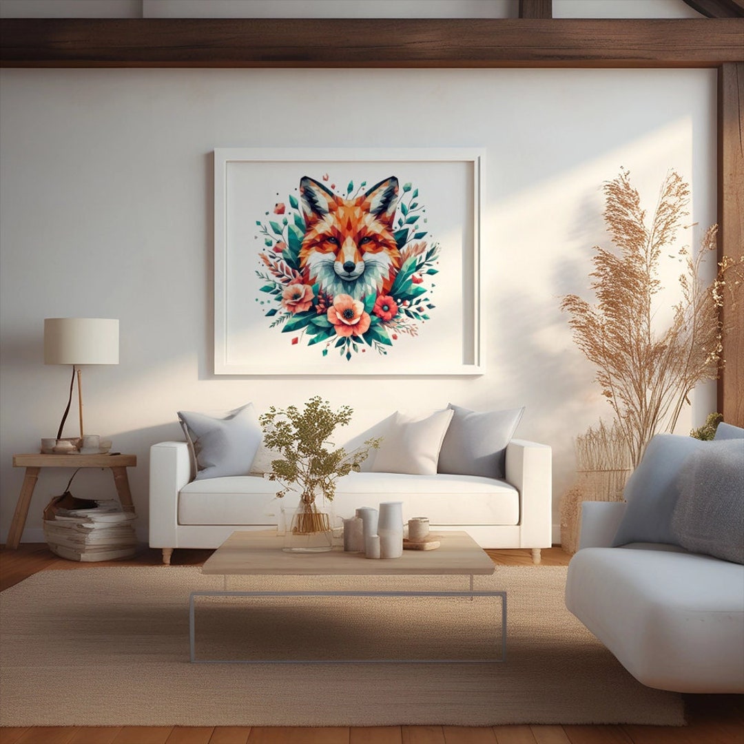 Fox With Flower Pattern Png, Boho Fox Png, Boho Flower Png, Fox ...