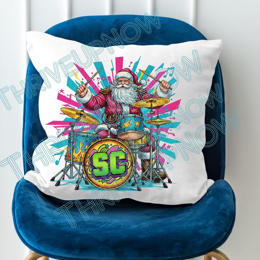 Retro Santa Claus Drummer PNG, Rock and Roll Santa SVG, Santa Drumming ...