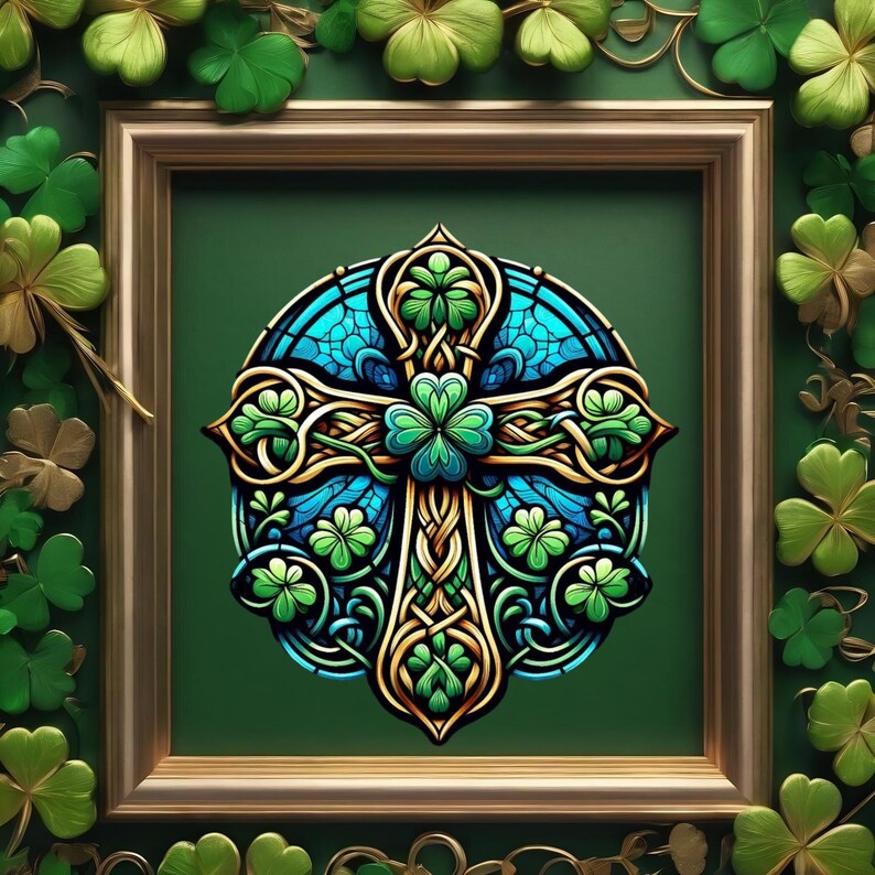 Celtic Cross Stained Glass Diamond Png, Irish Shamrock Png, St Patricks ...