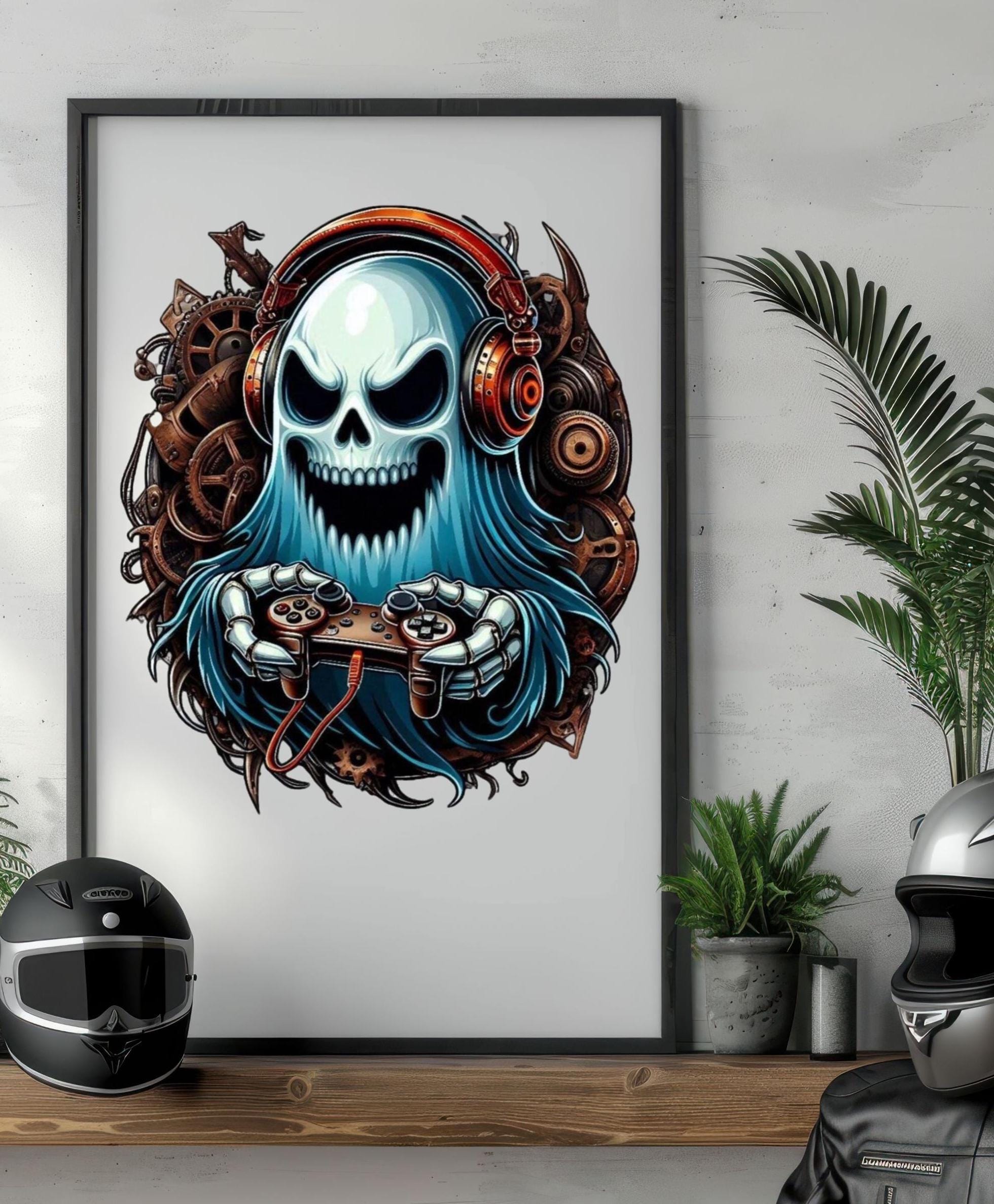 Scary Ghost Gamer Png, Video Game Png, Vintage Gamer Png, Retro ...