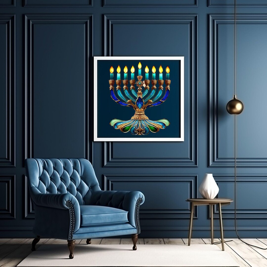 Menorah Stained Glass Ping, Chanukah Png, Jewish Festival Png, Happy ...