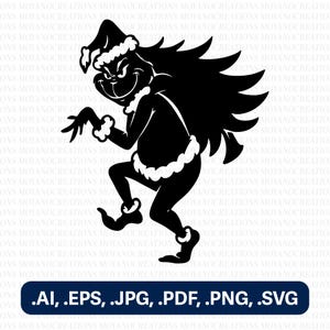 Grinch Running SVG, Grinch Running Outline PNG, Christmas Grinch ...