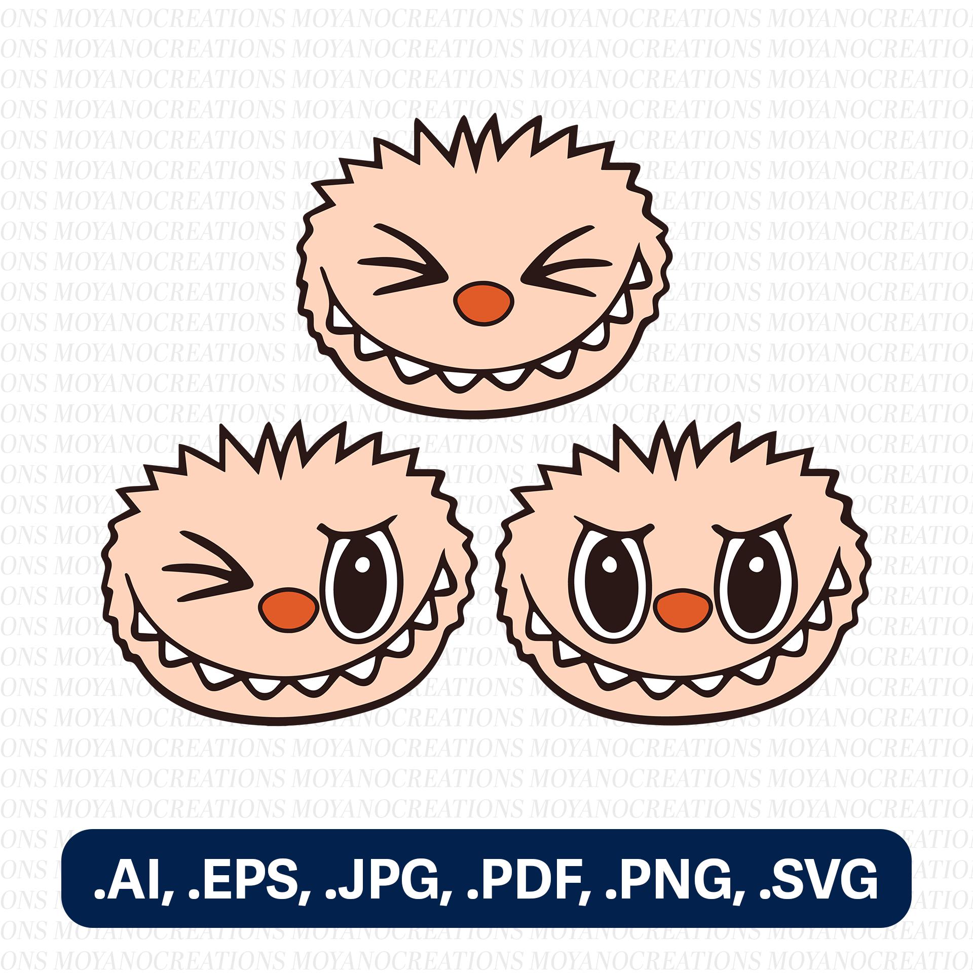 Monster Faces SVG Bundle Funny Holiday Santa, Grinch, Labubu Inspired ...