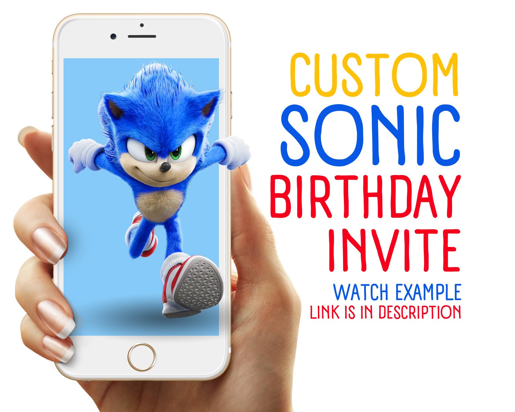 Sonic the Hedgehog Custom Video Birthday Invitation, Digital Invite ...