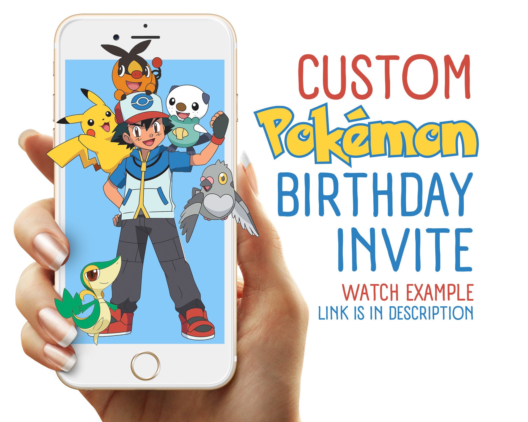 Pokemon Custom Video Birthday Invitation (digital Download) - Etsy