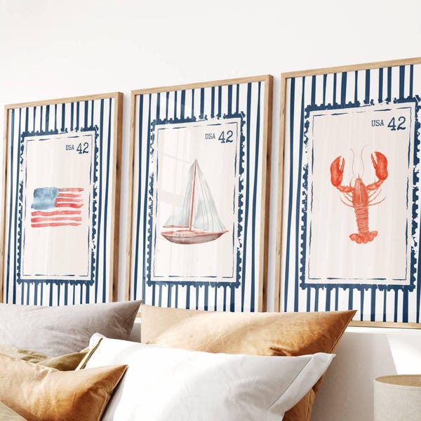 Navy Blue Nautical Wall Art - Etsy