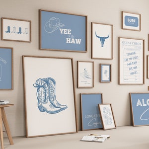 Coastal Cowgirl Gallery Wall Art, Set of 15, Trendy Dorm Decor, Girly ...